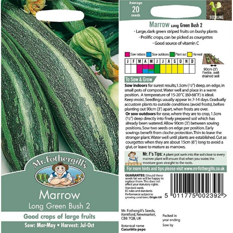 Marrow Seeds - Long Green Bush 2 | Holbury Hardware Stores