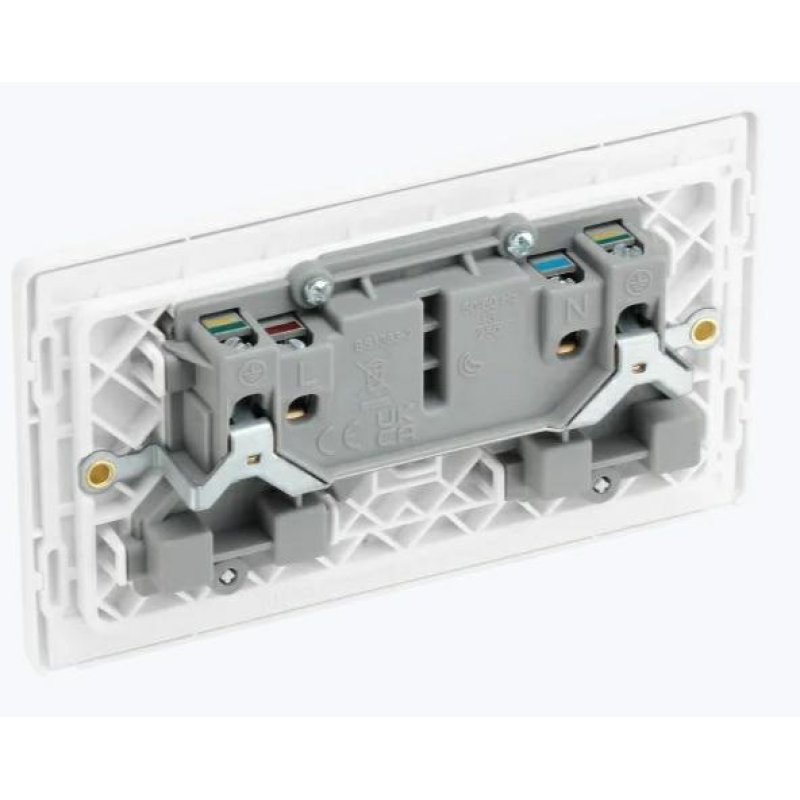 Brushed Steel 2 Gang Socket | Holbury Hardware Stores