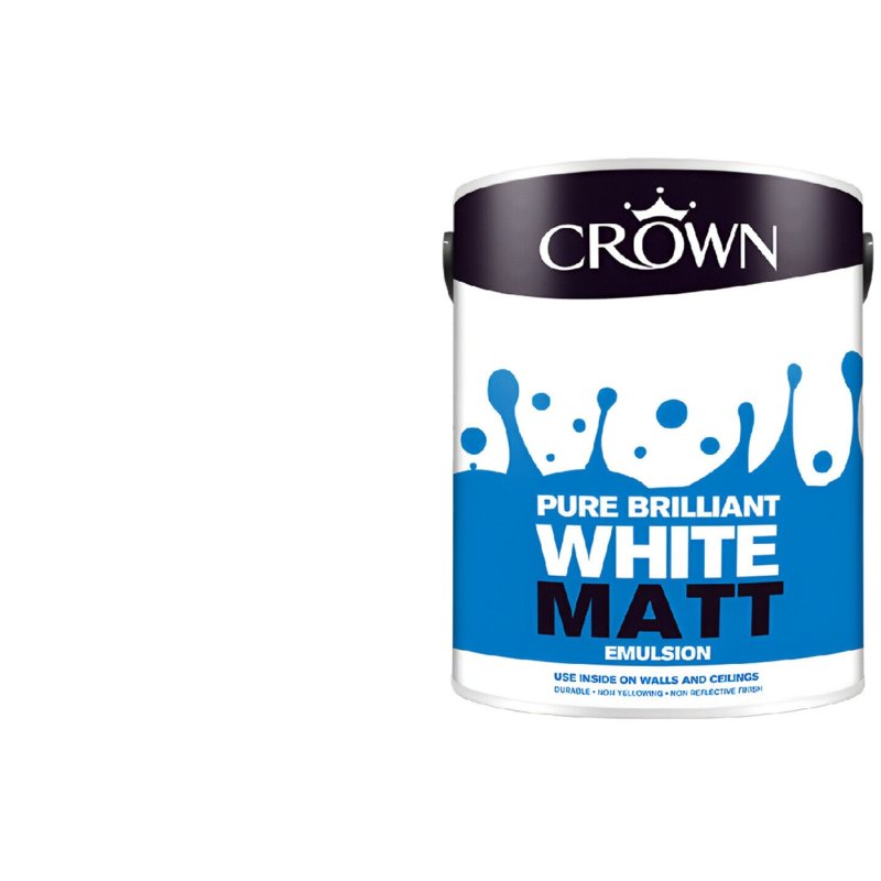 Crown Pure Brilliant White Matt Emulsion 5Ltr | Holbury Hardware Stores