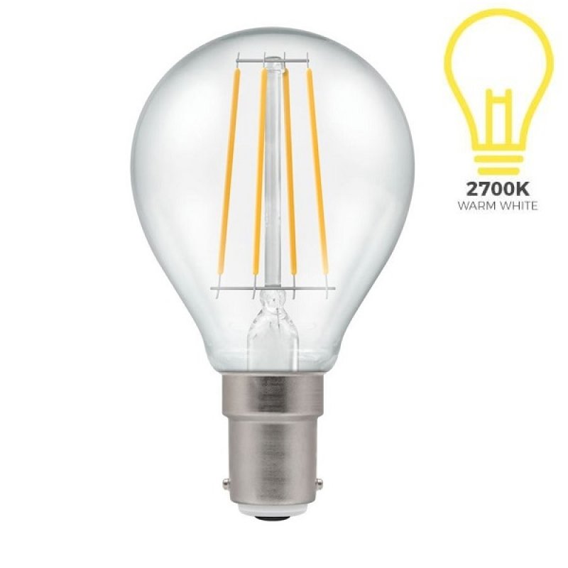 Compton 5(40) Watt Clear Filament Dimmable SBC Golfball Bulb | Holbury ...