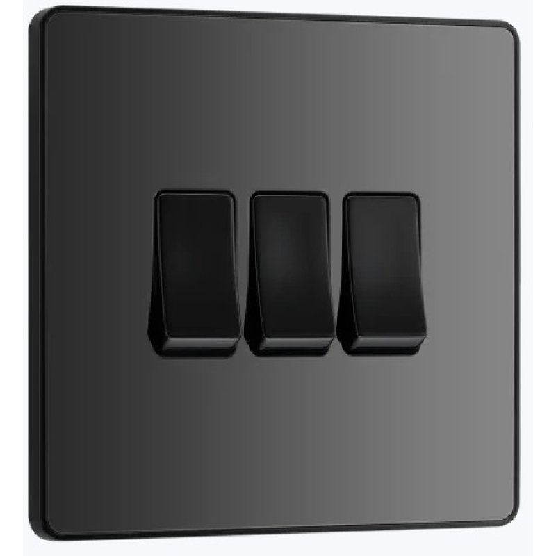 Black Chrome 3 Gang 2 Way Switch | Holbury Hardware Stores