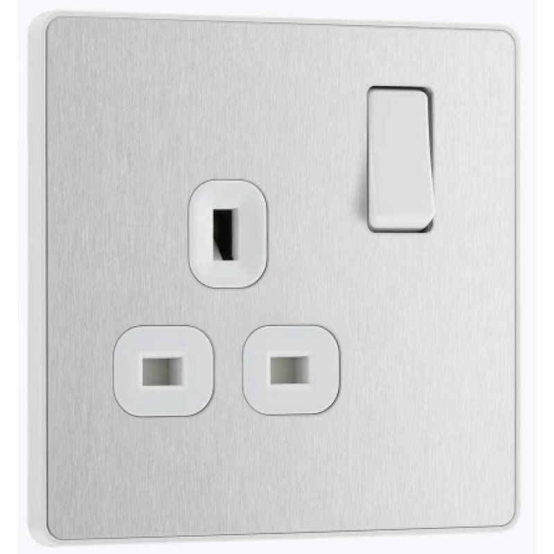 Brushed Steel 1 Gang Socket | Holbury Hardware Stores