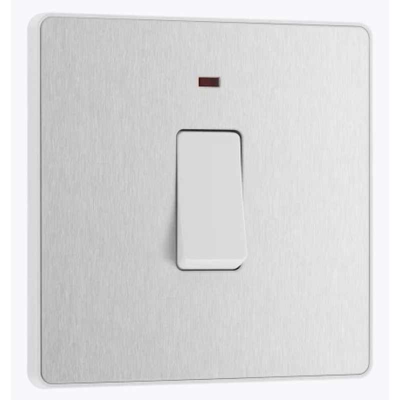 Brushed Steel 20 Amp Double Pole Switch | Holbury Hardware Stores