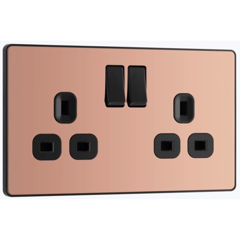 Polished Copper 2 Gang Socket | Holbury Hardware Stores