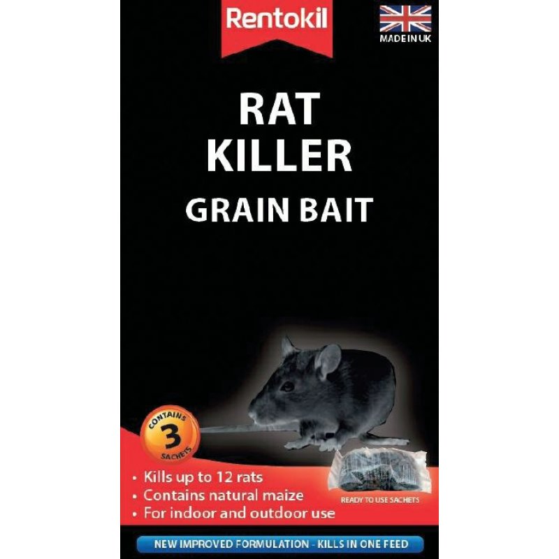 Rentokil Rat Killer Grain Bait - 3 Sachet | Holbury Hardware Stores
