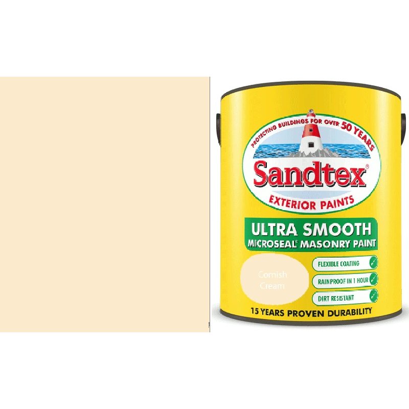 Sandtex Microseal Smooth Masonry - 5L - Cornsh Cream | Holbury Hardware ...