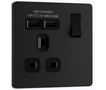 Matt Black 1 Gang USB Socket | Holbury Hardware Stores